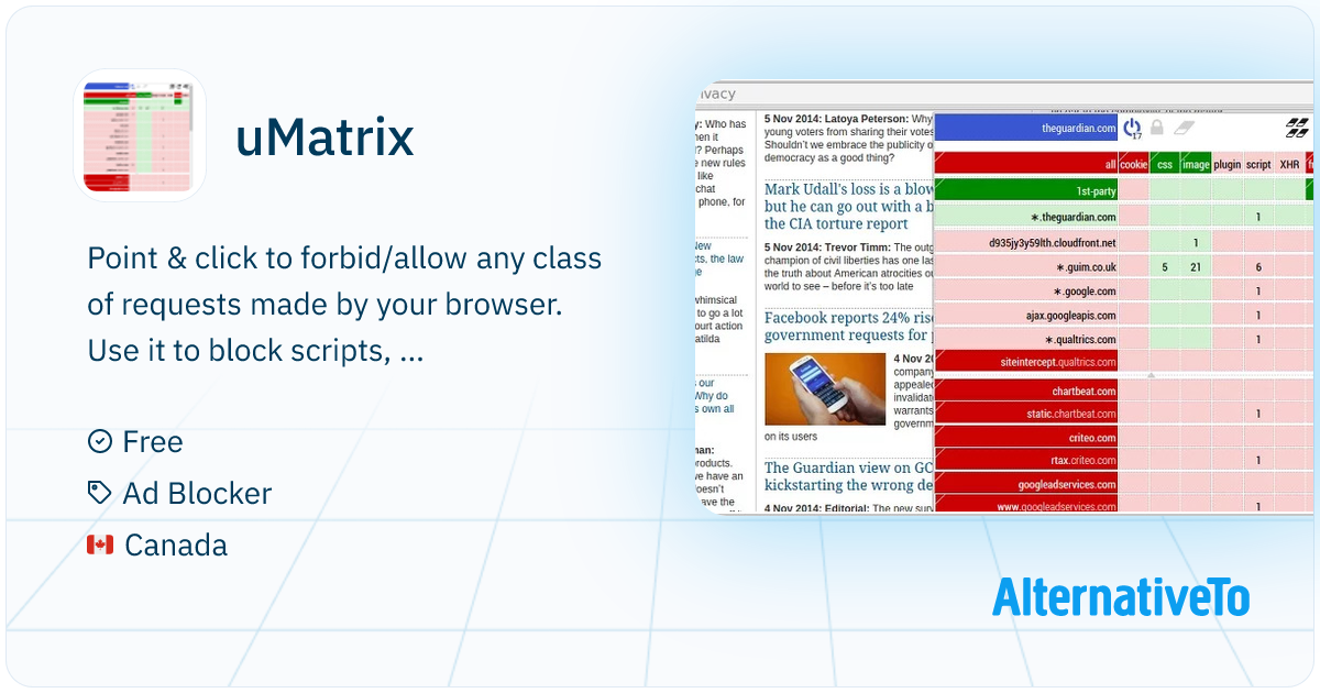 uMatrix: Point & click to forbid/allow any class of | AlternativeTo