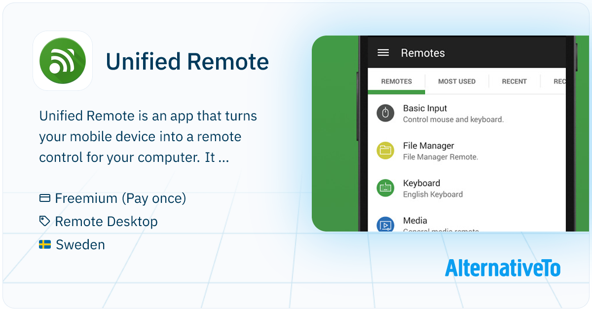 Unified Remote: Mobile control for computer mouse, keyboard, media, and ...