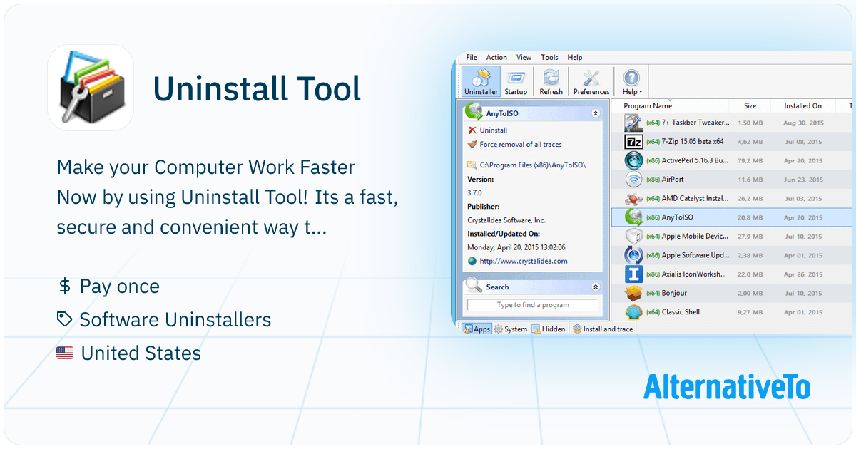 Uninstall Tool: Make your Computer Work Faster Now by using | AlternativeTo