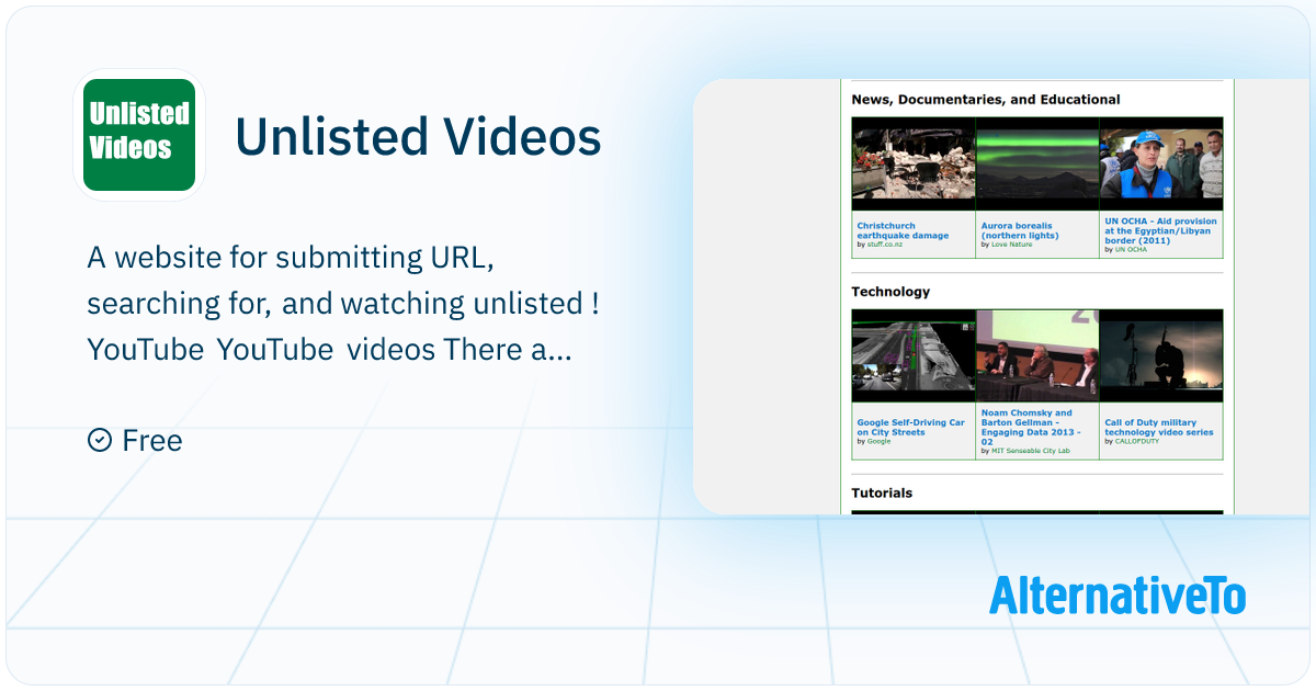 Unlisted Videos: A website for submitting URL, searching for, and ...