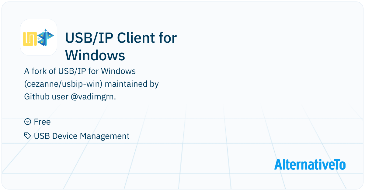 USB/IP Client for Windows: A fork of USB/IP for Windows (cezanne/usbip ...