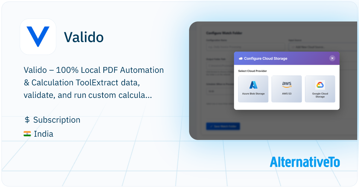 Valido: Helps extract data from any PDF in seconds. | AlternativeTo