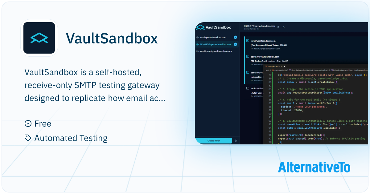 VaultSandbox: A self-hosted SMTP testing gateway designed to replicate ...
