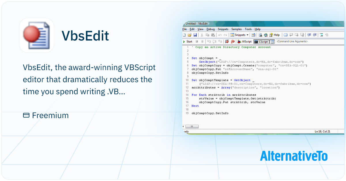 VbsEdit: The award-winning VBScript editor that | AlternativeTo