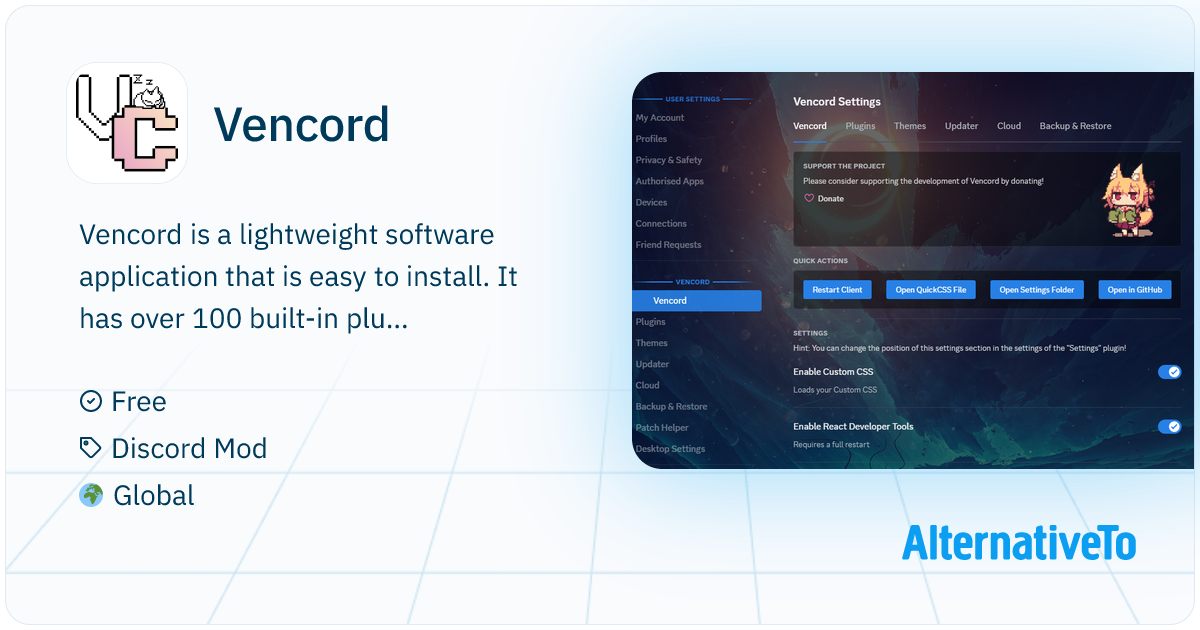 Vencord: Discord mod with numerous plugins and top privacy | AlternativeTo