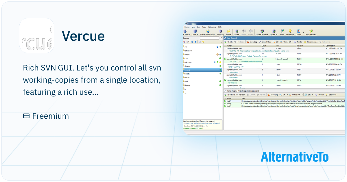 Vercue: Rich SVN GUI. Let's you control all svn working-copies from a ...