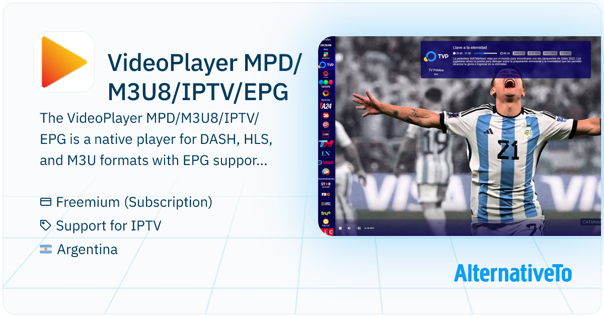 VideoPlayer MPD/M3U8/IPTV/EPG: Plays live or on-demand HLS, DASH video ...