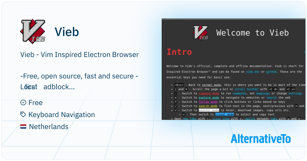 Vieb: Vim is the Vim Inspired Electron Browser: Vim bindings for the ...