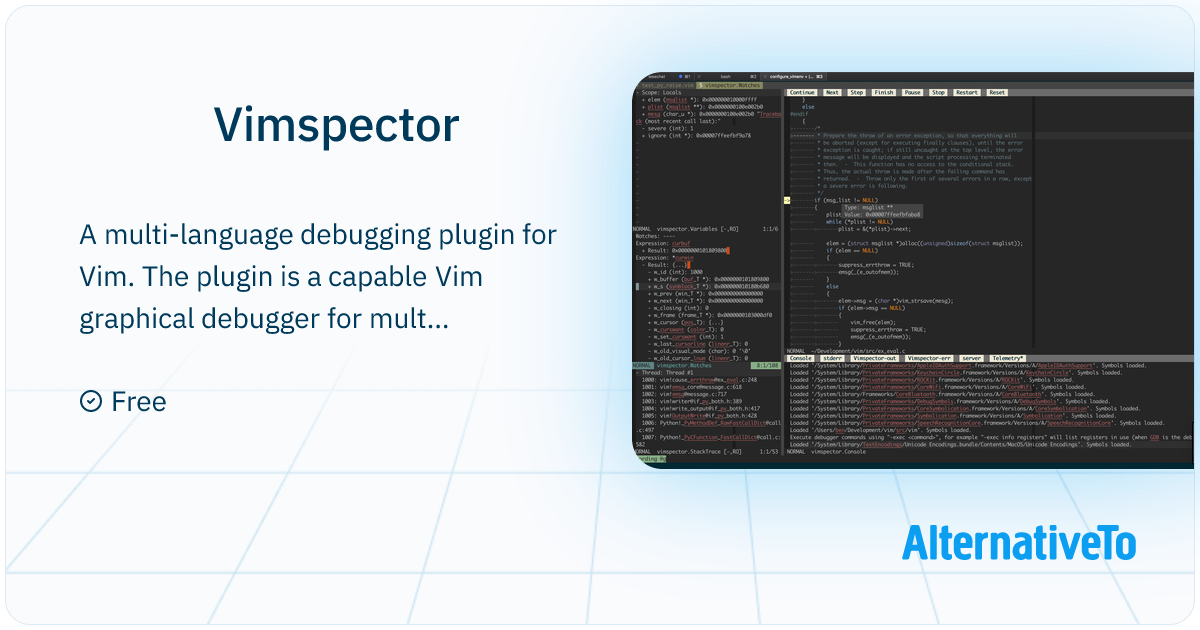 Vimspector: A multi-language debugging system for Vim | AlternativeTo