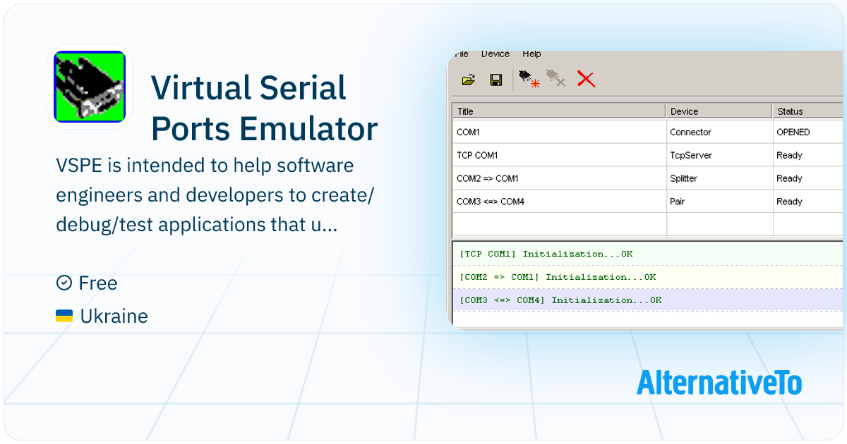 Virtual Serial Ports Emulator: VSPE is intended to help software ...