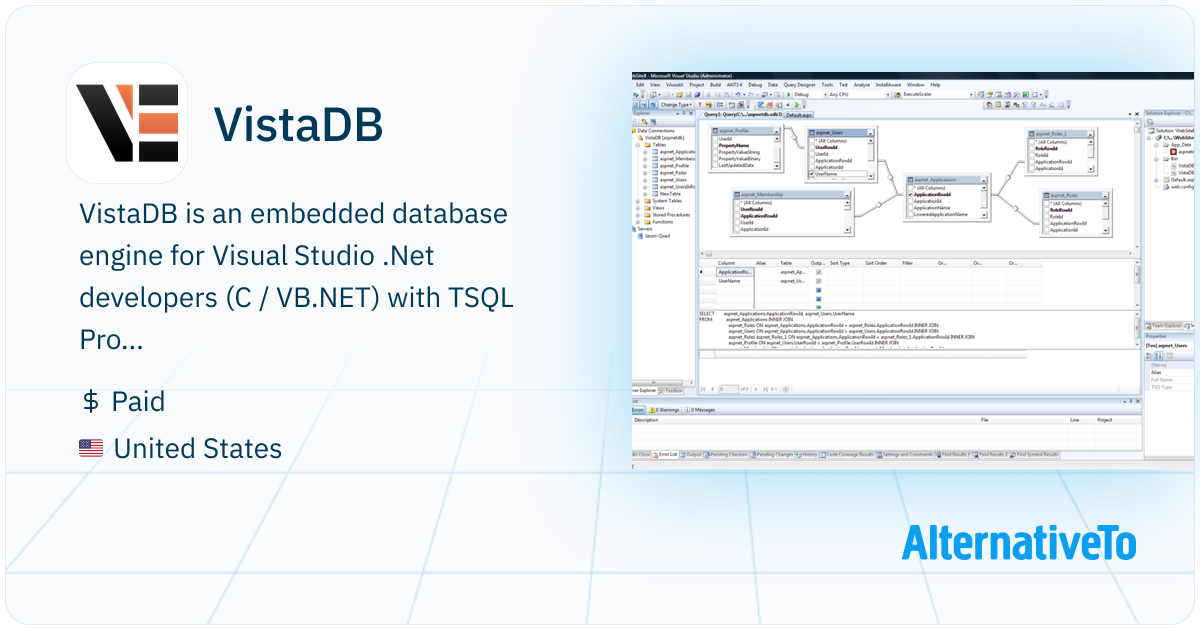 VistaDB: Embedded database engine for Visual | AlternativeTo
