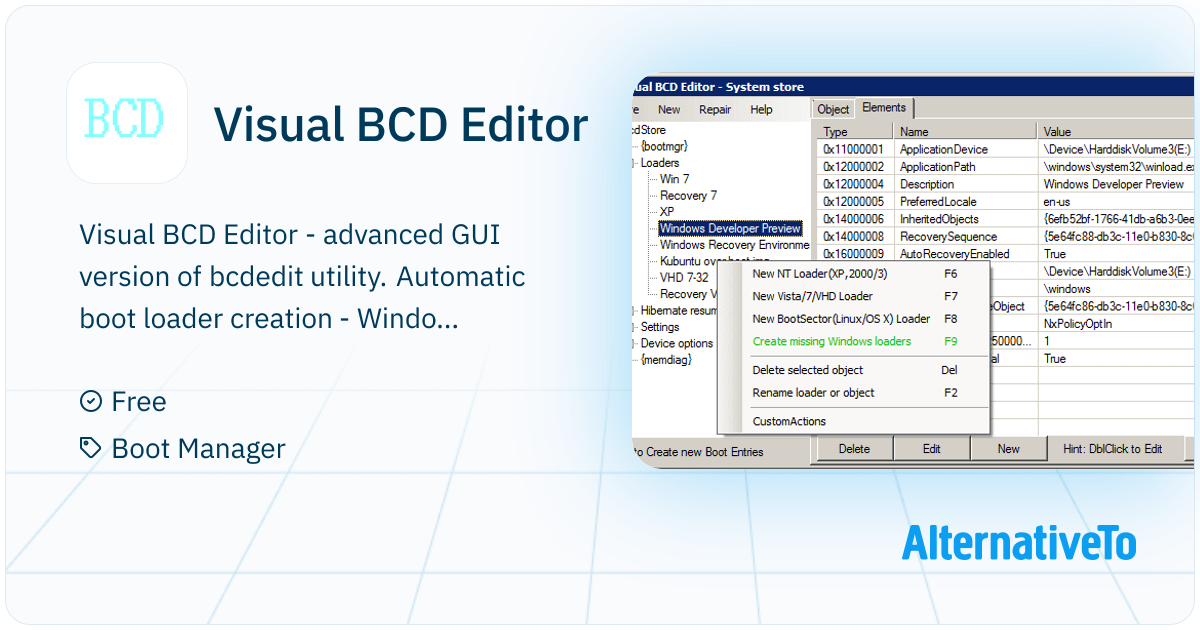 Visual BCD Editor: - advanced GUI version of | AlternativeTo