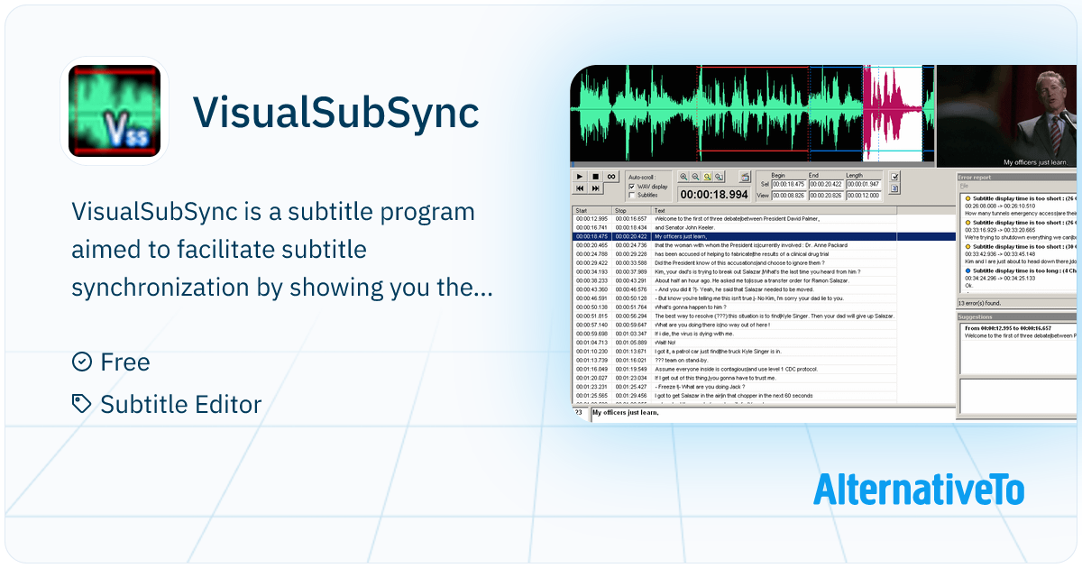 VisualSubSync: Subtitle program aimed to | AlternativeTo
