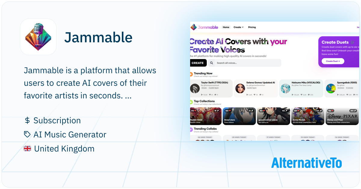 Jammable: Generate AI music covers using trending artist voice models ...