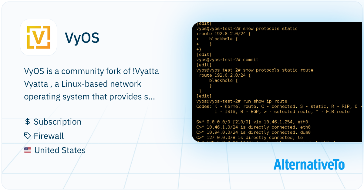 VyOS: Software router for clouds and bare metal | AlternativeTo