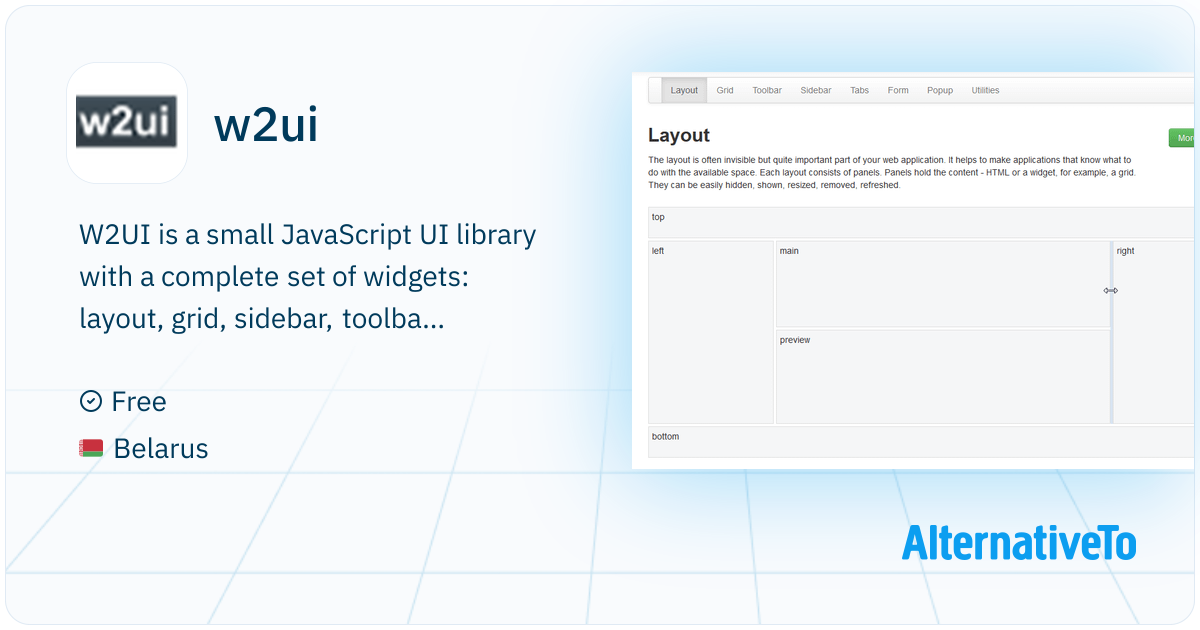 w2ui: W2UI is a small JavaScript UI library with a | AlternativeTo