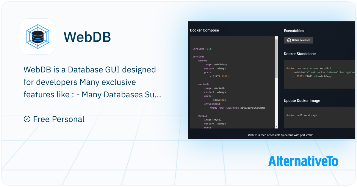 WebDB: Database GUI for Developers | AlternativeTo