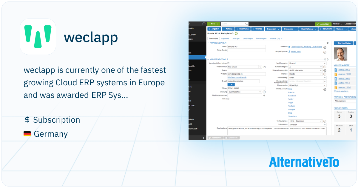 weclapp: Is currently one of the fastest growing | AlternativeTo
