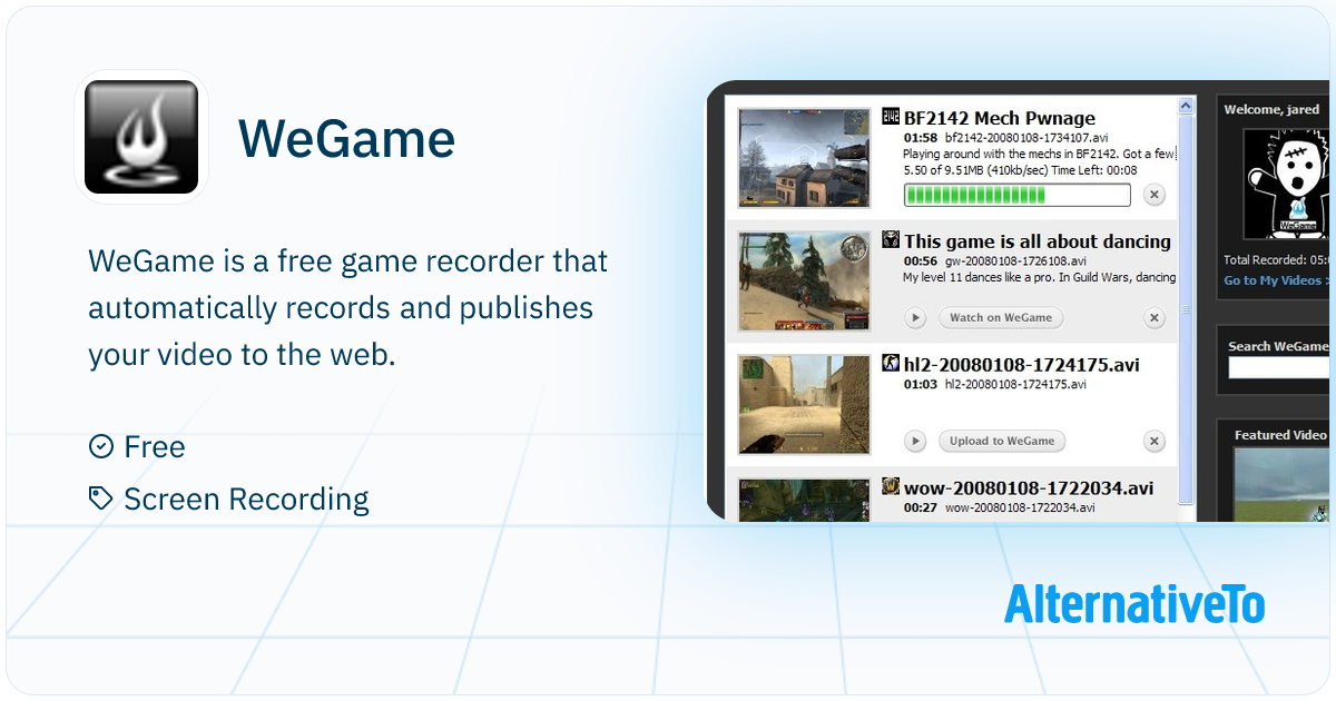 WeGame: Free game recorder that automatically | AlternativeTo