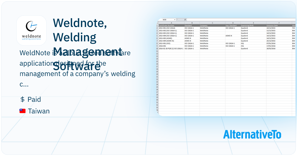 Weldnote, Welding Management Software: Web software for the management ...