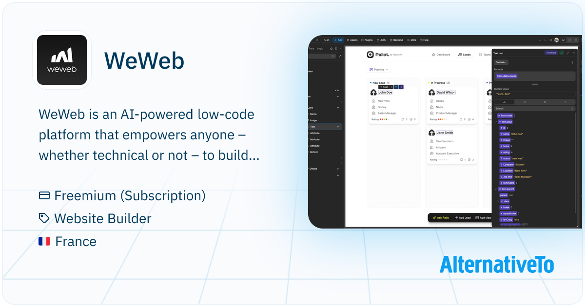 WeWeb: Build Web-Apps 10x Faster with AI & No-Code | AlternativeTo