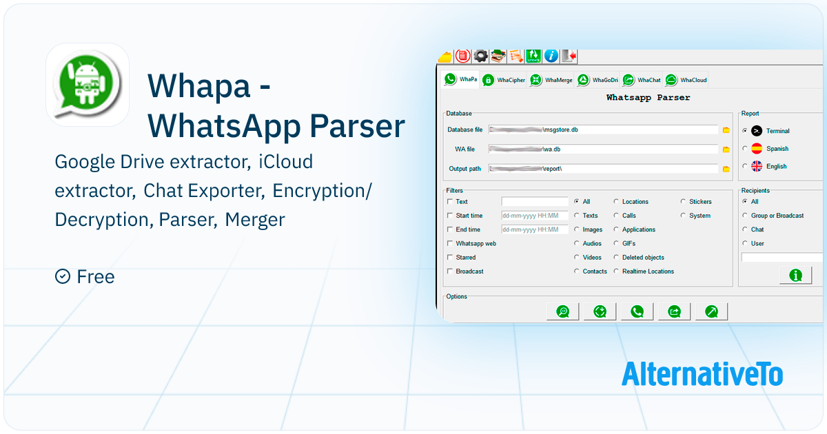 Whapa - WhatsApp Parser: Set of graphical forensic tools to analyze ...