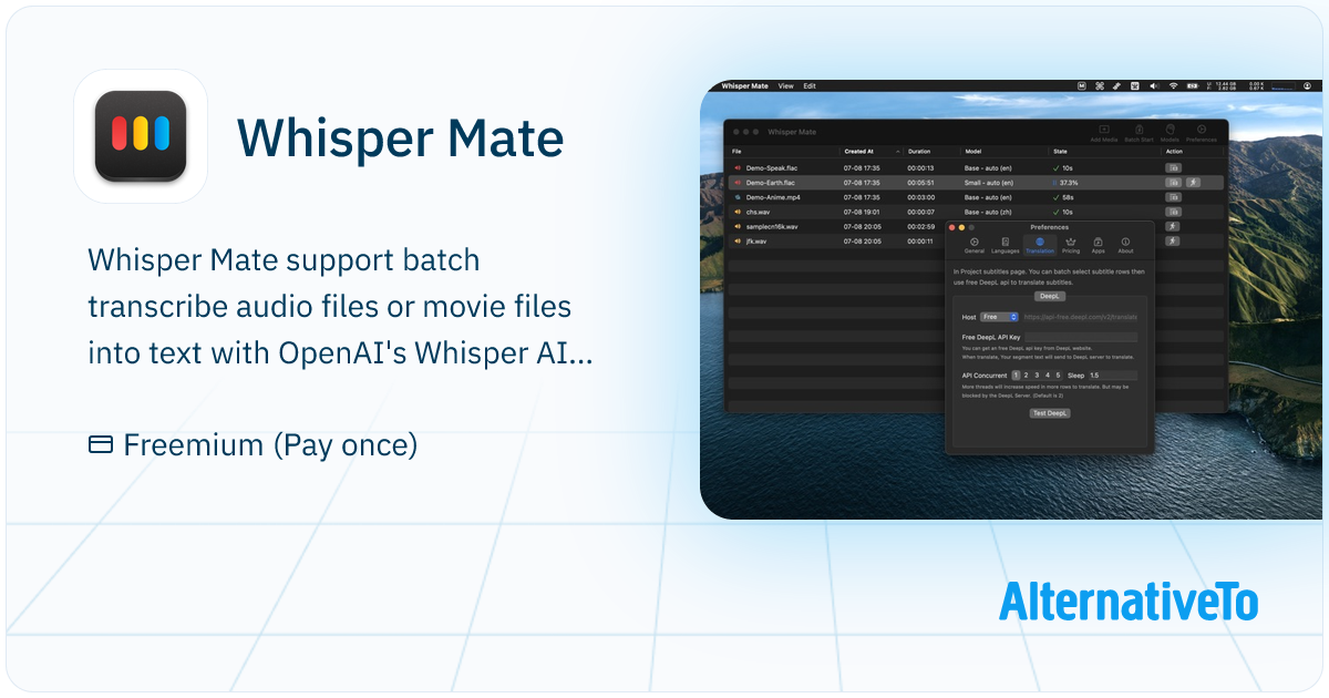 Whisper Mate: Batch transcribe audio files or movie files into text ...