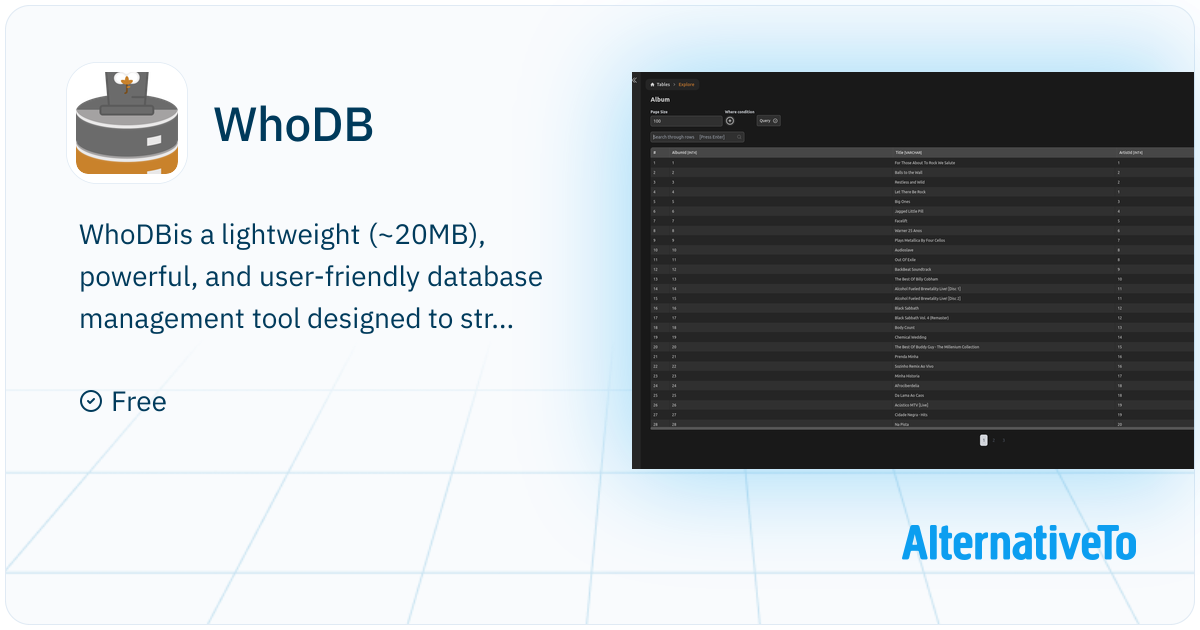 WhoDB: A lightweight next-gen database explorer - Postgres, MySQL ...