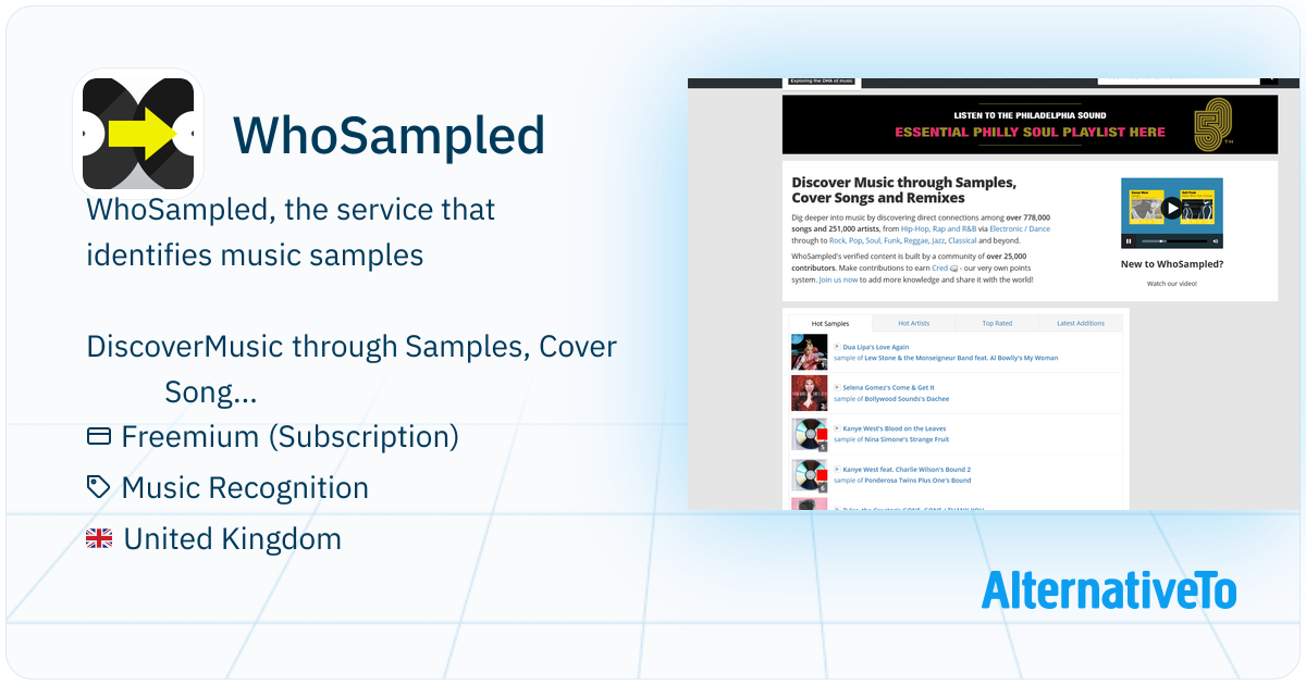 WhoSampled: The service that identifies music samples | AlternativeTo