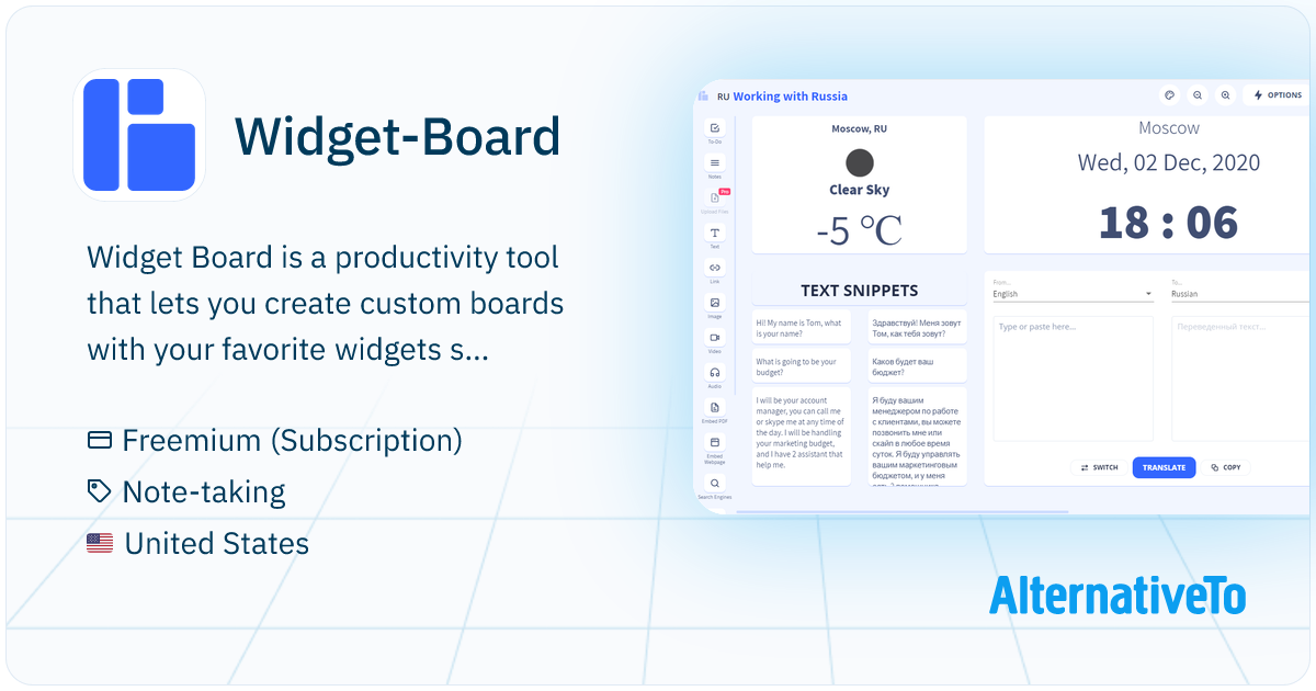 Widget-Board: Widget Board is a productivity tool that lets you create ...