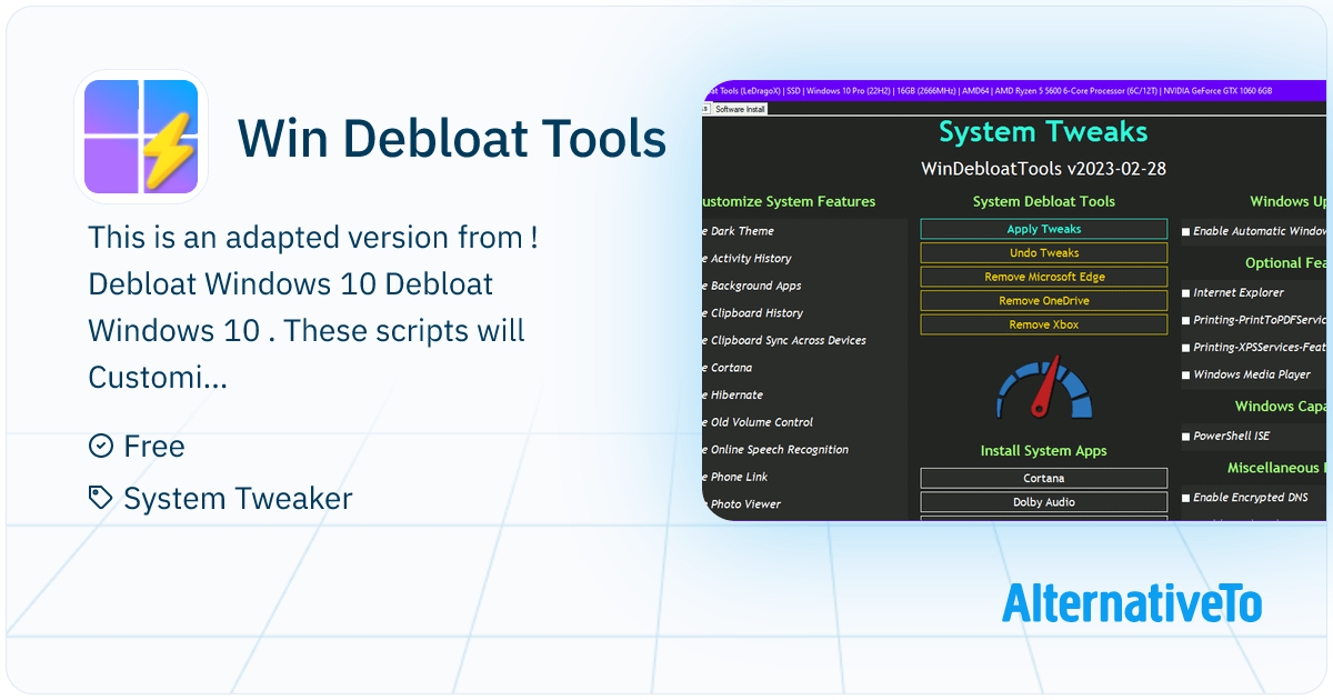 Win Debloat Tools: This is an adapted version from | AlternativeTo