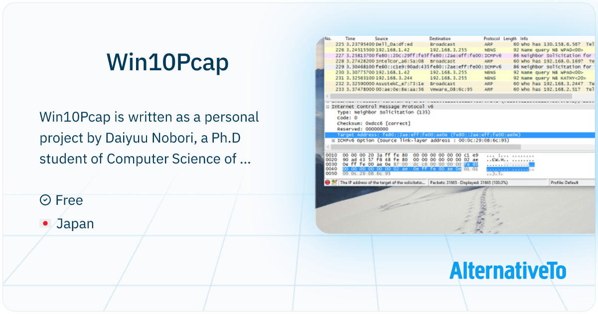 Win10Pcap: WinPcap-based Ethernet packet capture library | AlternativeTo