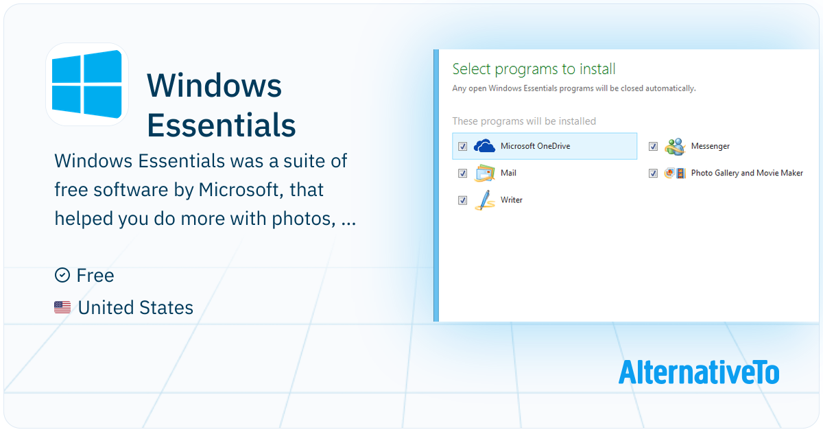 Windows Essentials: Was a suite of free software | AlternativeTo
