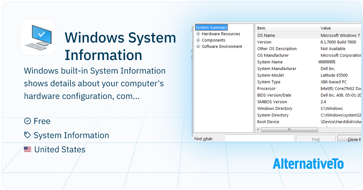 Windows System Information: Windows built-in System Information shows ...