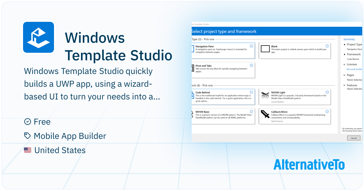 Windows Template Studio: Quickly builds a UWP app | AlternativeTo