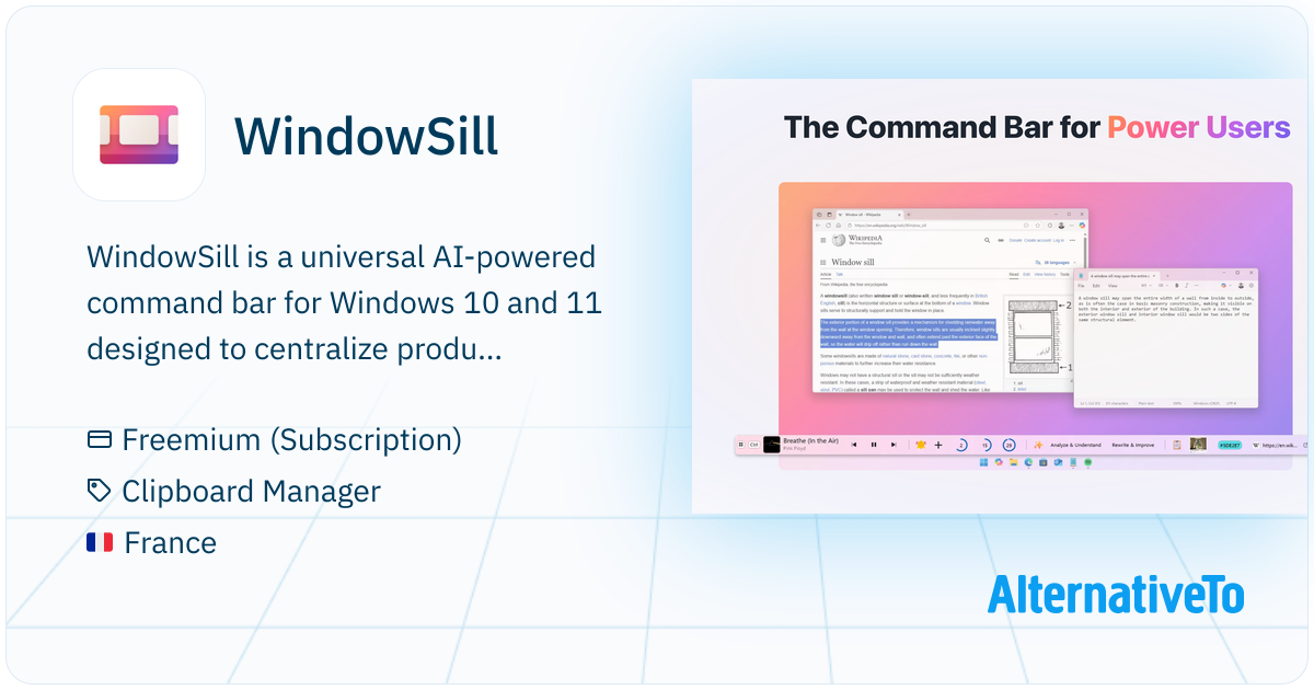 WindowSill: AI-powered command bar centralizes productivity tools for ...