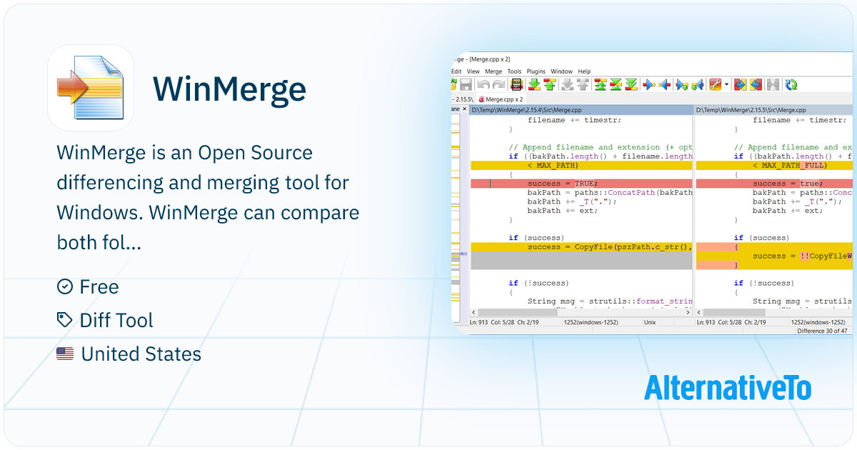 WinMerge: Open source differencing and merging tool for Windows ...