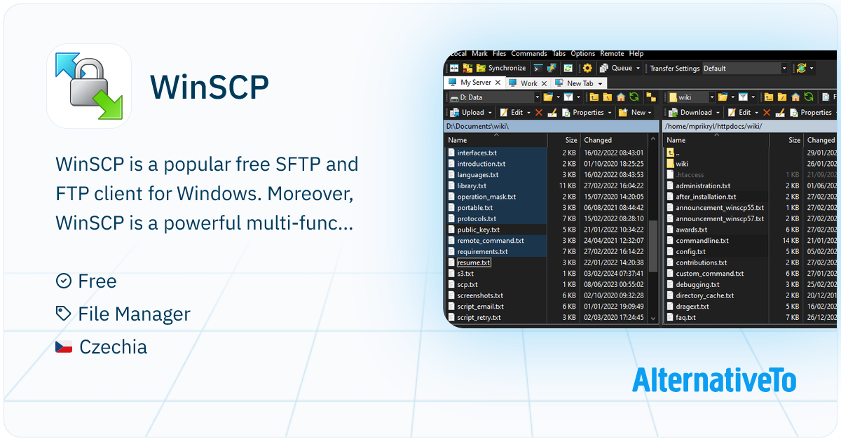 WinSCP : Versatile SFTP and FTP client for file transfer | AlternativeTo