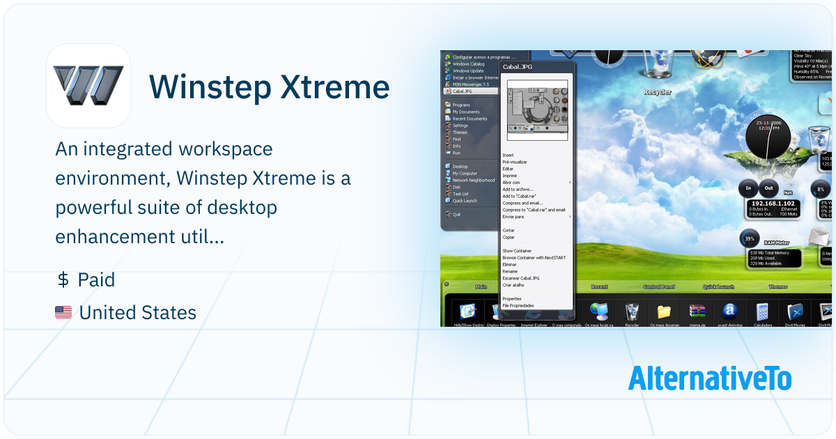Winstep Xtreme: Desktop enhancement suite with customizable tools and ...