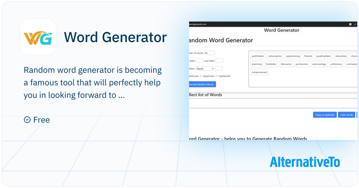 Word Generator: Free online Random Word Generator tool, get known and ...