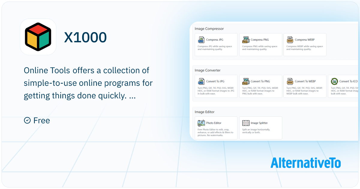 X1000: Online Tools offers a collection of simple-to-use | AlternativeTo