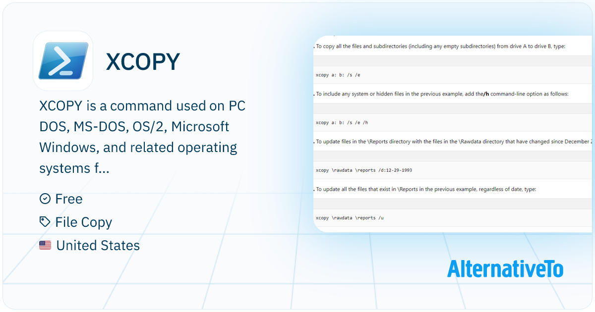XCOPY: Command used on PC DOS, MS-DOS, OS/2 | AlternativeTo
