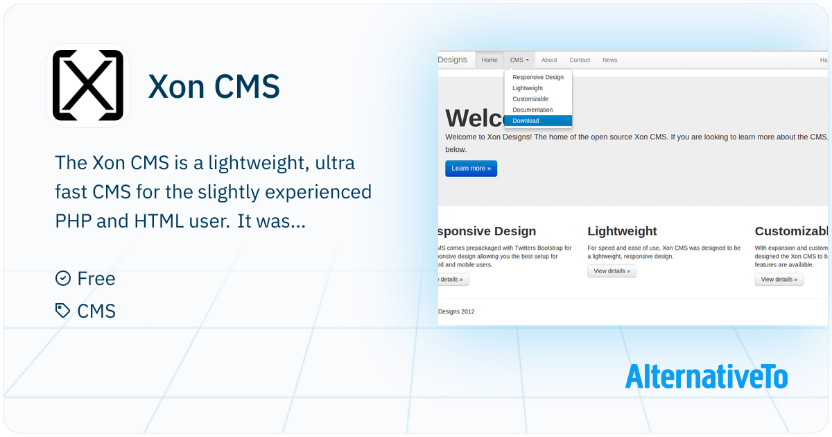 Xon CMS: The Xon CMS is a lightweight, ultra fast CMS for | AlternativeTo