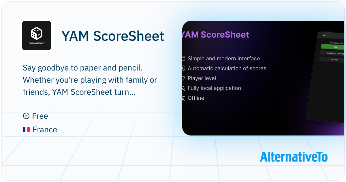 YAM ScoreSheet: This application allows you to calculate your game ...