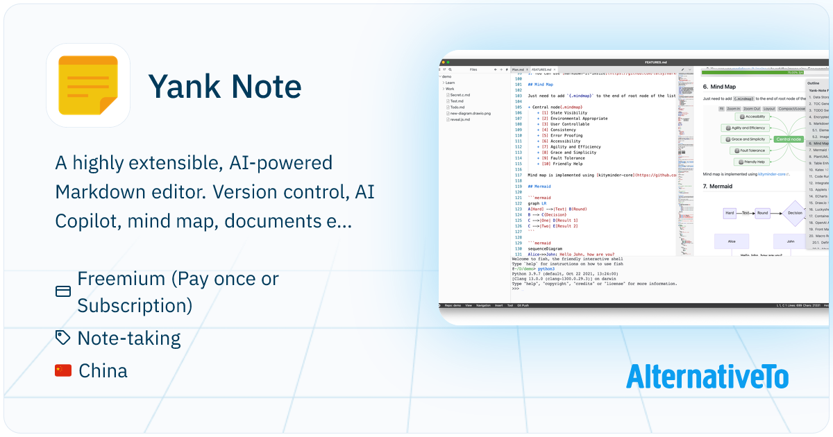 Yank Note: A highly extensible Markdown editor | AlternativeTo