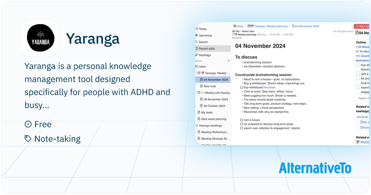 Yaranga: Simple note-taking app for personal use with ADHD-friendly ...