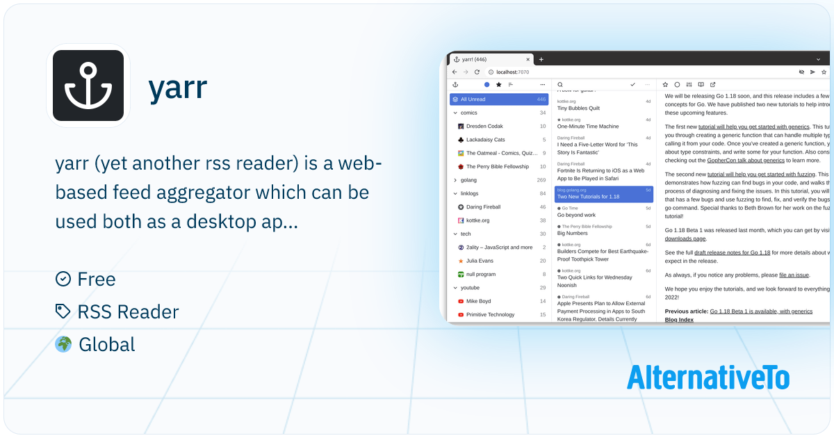 yarr: (yet another rss reader) is a web-based feed aggregator which can ...