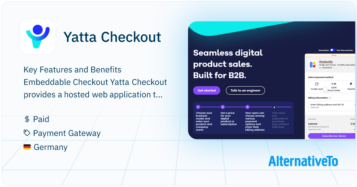 Yatta Checkout: All-in-one suite for B2X digital sales. | AlternativeTo