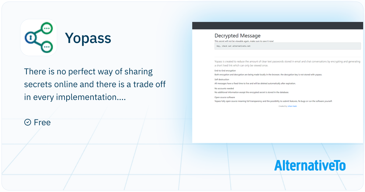 Yopass: Project for sharing secrets in a quick and secure manner ...
