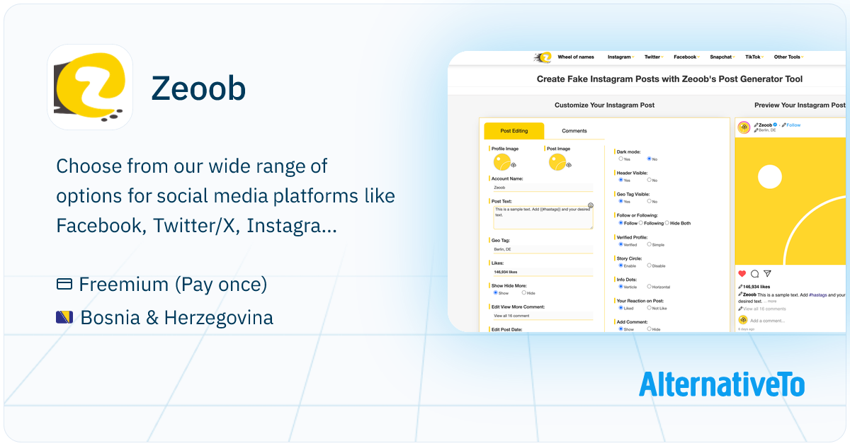 Zeoob: Online simulators for creating fake social media posts with ...